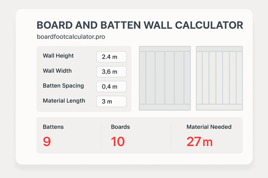 Board and Batten Calculator – Wall Spacing & Layout Planner